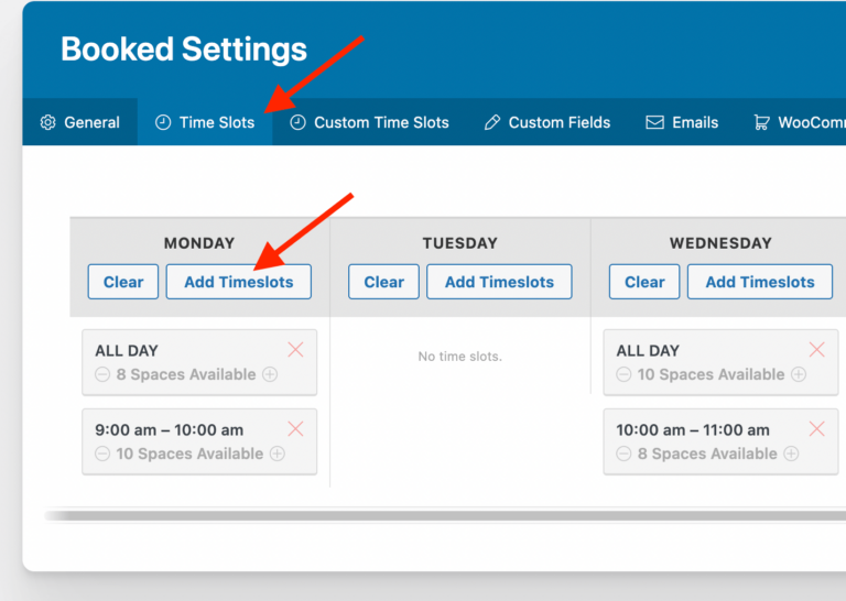 Create Timeslots - QreativeThemes